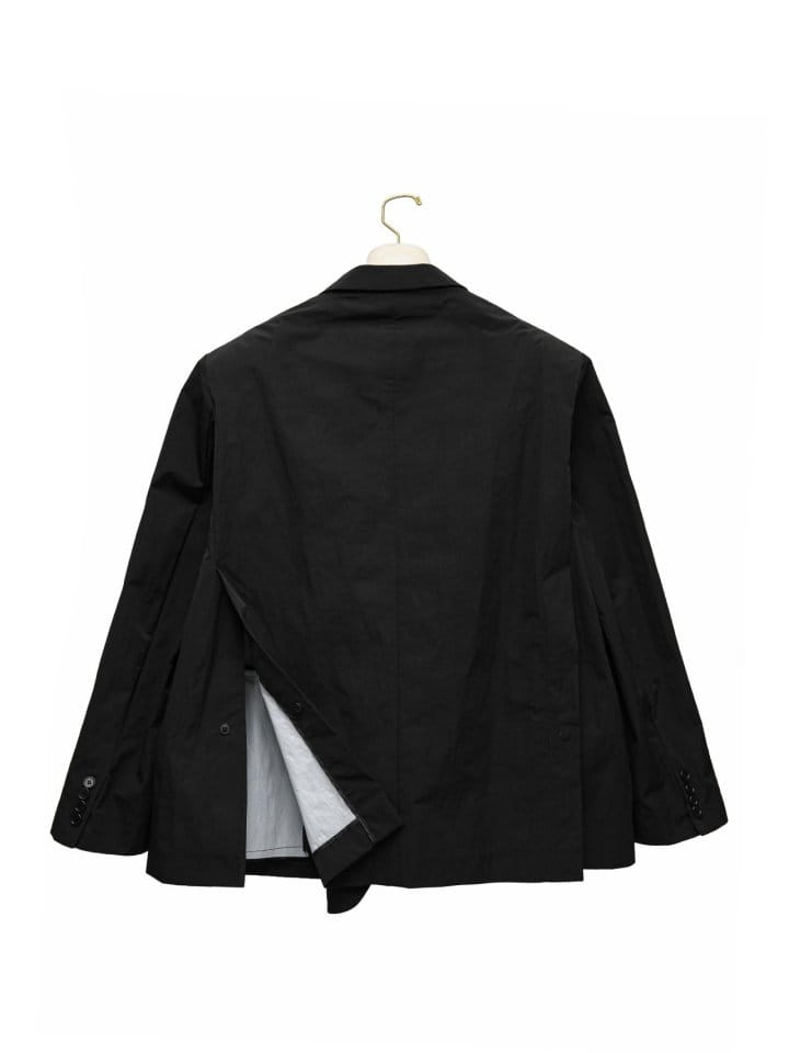 Oversized Back Side Slit Nylon Twill Blazer - KKAMI