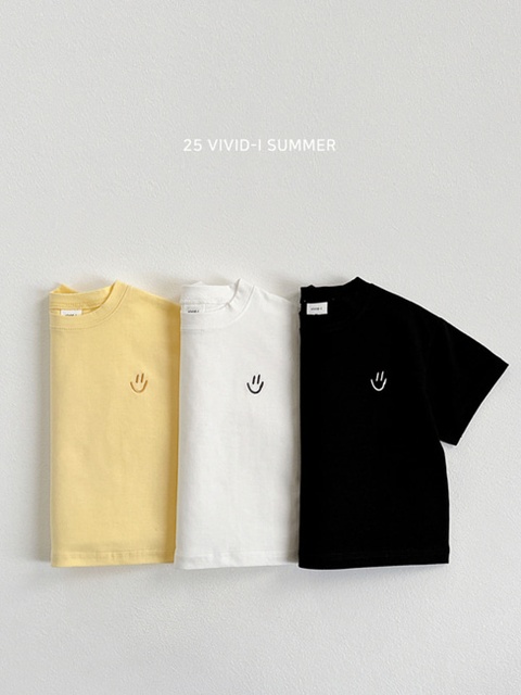 Face Embroidery Short Sleeve Tee - KKAMI