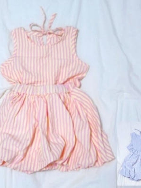 Striped Balloon Top Bottom Set - KKAMI
