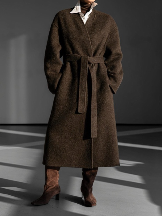 Luxe Suri Alpaca Fuzzy Handmade Robe Coat - KKAMI